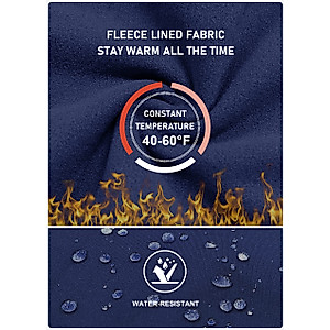 MoFiz Women's Cargo Pants Winter Fleece Lined Leggings Warm Water Resistant Thermal Insulated Sports Hiking Joggers Legging Running Tights High Waisted Navy 2XL