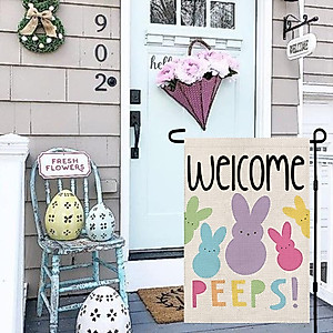 Welcome Easter Garden Flag Double Sided Vertical 12×18 Inch Bunny Banners Spring Yard Outdoor Farmhouse Decoration DF019