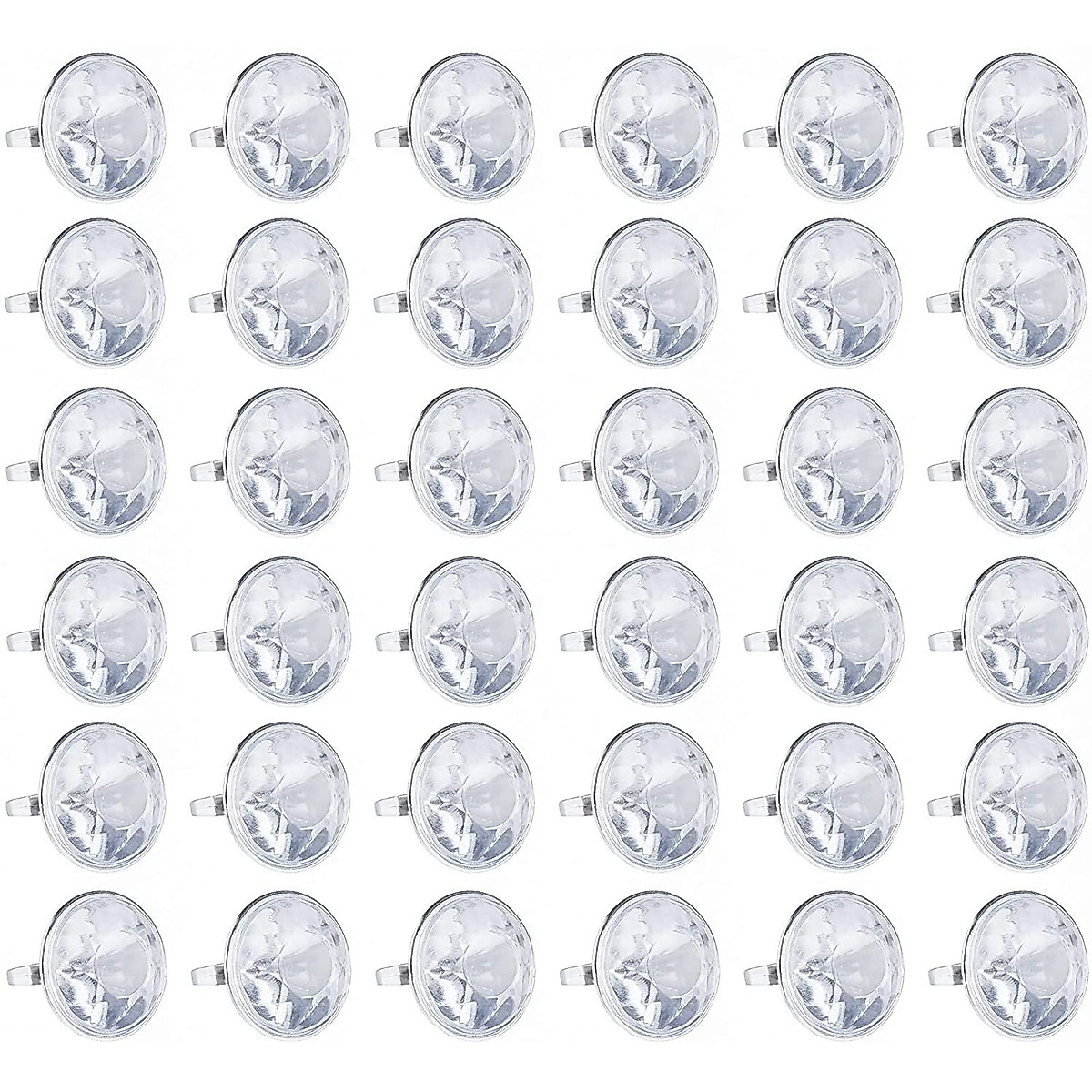 BLUE PANDA 36 Pack Plastic Diamond Rings for Bridal Shower Game, Bulk Set for Bachelorette Party Favors (1 x 1.5 In)