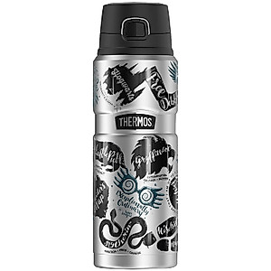 Harry Potter Hogwarts Stamp Collage THERMOS STAINLESS KING Stainless Steel Drink Bottle, Vacuum insulated & Double Wall, 24oz