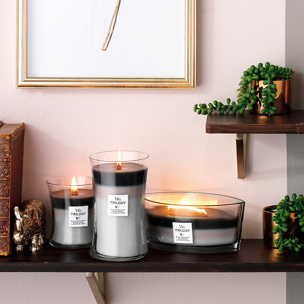 Woodwick Ellipse Trilogy Scented Candle, Warm Woods, with Crackling Wick, Burn Time: Up to 50 Hours