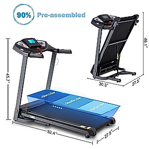 HUAGEED Treadmill for Home with 15% Auto Incline, 0.5-10 MPH Speed, Foldable Treadmills with APP, Speaker, 18" Wide Belt, 15 Programs, Smart Running Machine for Apartment Walking and Jogging, 2.5HP