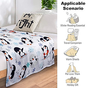 Animal Penguin Blanket Ultra Soft Cute Penguins Flannel Fleece Throw Blankets Lightweight Microfiber Fun Art Kids Adult Bedding for Gifts Travel 50"X40"
