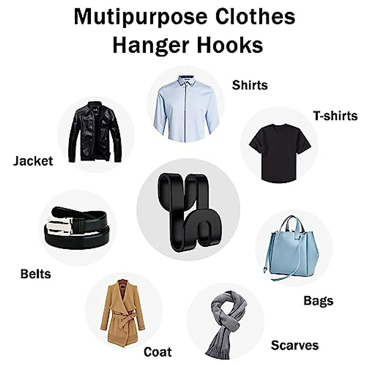 DTOWER Clothes Hanger Connector Hooks Resin Closet T-Shirt Belt Tie Hat Scarf Cascading Space Saving Clip Portable Bedroom Kit, 20Pcs