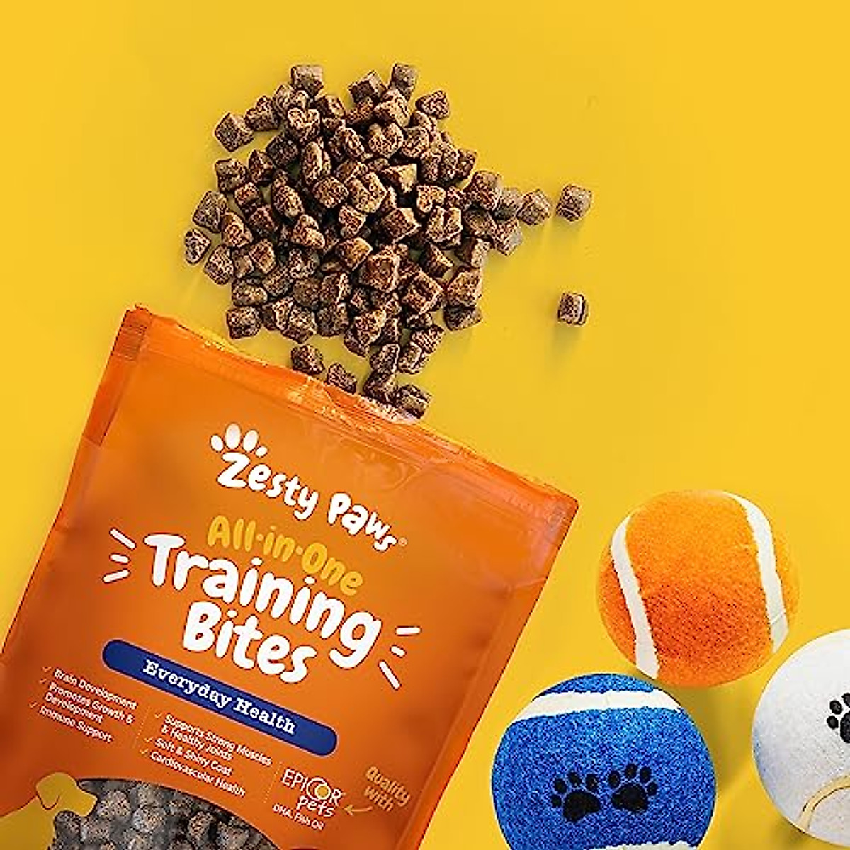 Zesty Paws Training Treats for Dogs & Puppies - Hip, Joint & Muscle Health - Immune, Brain, Heart, Skin & Coat Support - Bites with Fish Oil with Omega 3 Fatty Acids with EPA & DHA - PB Flavor - 12oz…