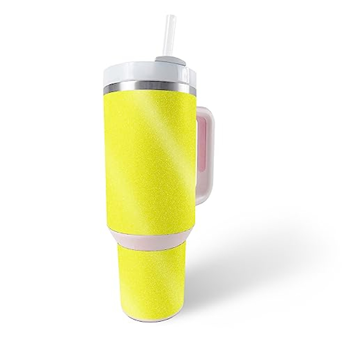 MightySkins Glossy Glitter Skin Compatible with Stanley The Quencher H2.0 FlowState 40 Oz Tumbler - Solid Yellow | Protective, Durable High-Gloss Glitter Finish | Easy to Apply