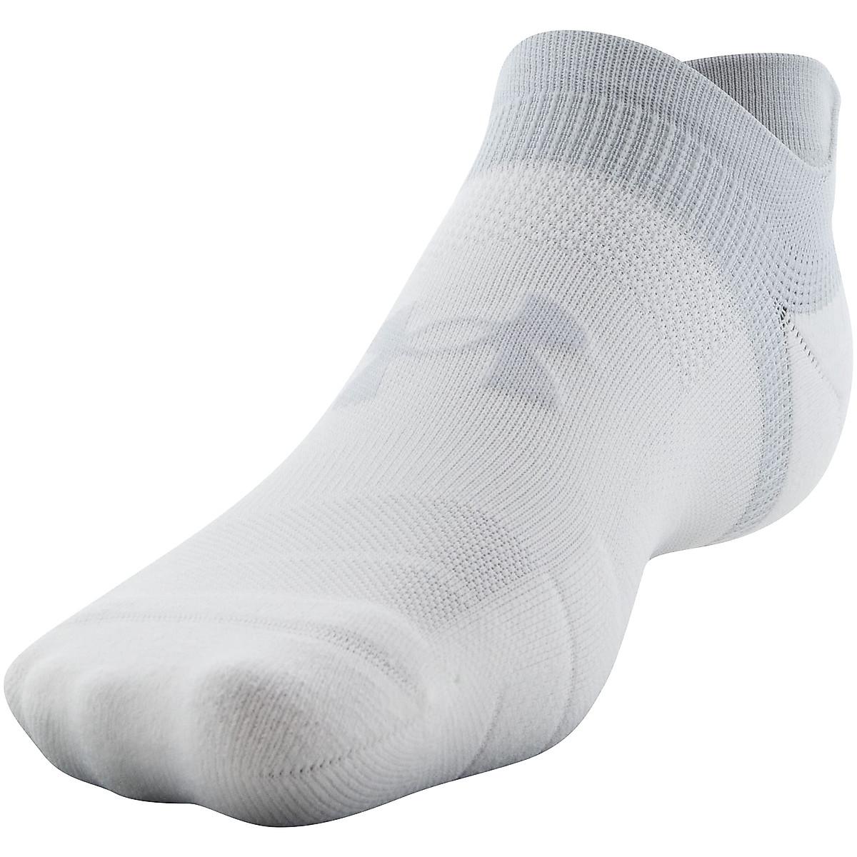Under Armour Adult ArmourDry Run Lite No Show Tab Socks, 3-Pairs, White/Halo Gray, Large