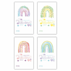 Valentine's Day Gift Tags Stickers, Colorful Rainbow Theme Valentine Self Adhesive Stickers(40 Pack), Happy Valentine's Day Gift Wrapping Labels Decorations and Supplies for Boys Girls(QRJBGJ-005)