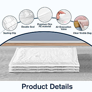 Vacuum Storage Bags, OFFSIR Vacuum Sealer Bags Space Saver Vacuum Storage Bags Compression Bags for Comforters and Blankets, Vacuum Seal Bags for Clothes with Hand Pump-8 Packs(4 Jumbo, 4 Large)