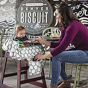 Boppy Preferred Shopping Cart and High Chair Cover with Storage Pouch, Gray Jumbo Dots with Changeable SlideLine Toy, Plush Minky Seat, 2-point Safety Belt, Wipeable and Machine Washable, 6-48 months