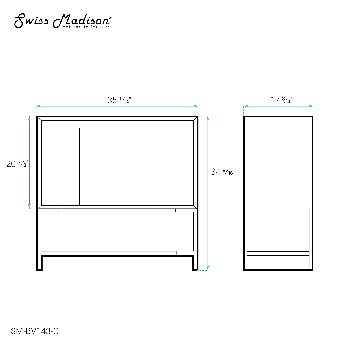 Swiss Madison Well Made Forever Marseille 36" Bathroom Oak-Cabinet Only Bath Vanity