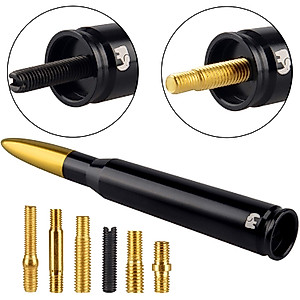 ONE250 50 Cal Caliber Bullet Style Antenna, Compatible with Chevy - Silverado (1999-2024), Colorado (2003-2024), Equinox (2003-2017), Avalanche - Designed for Optimized FM/AM Reception (Gold)