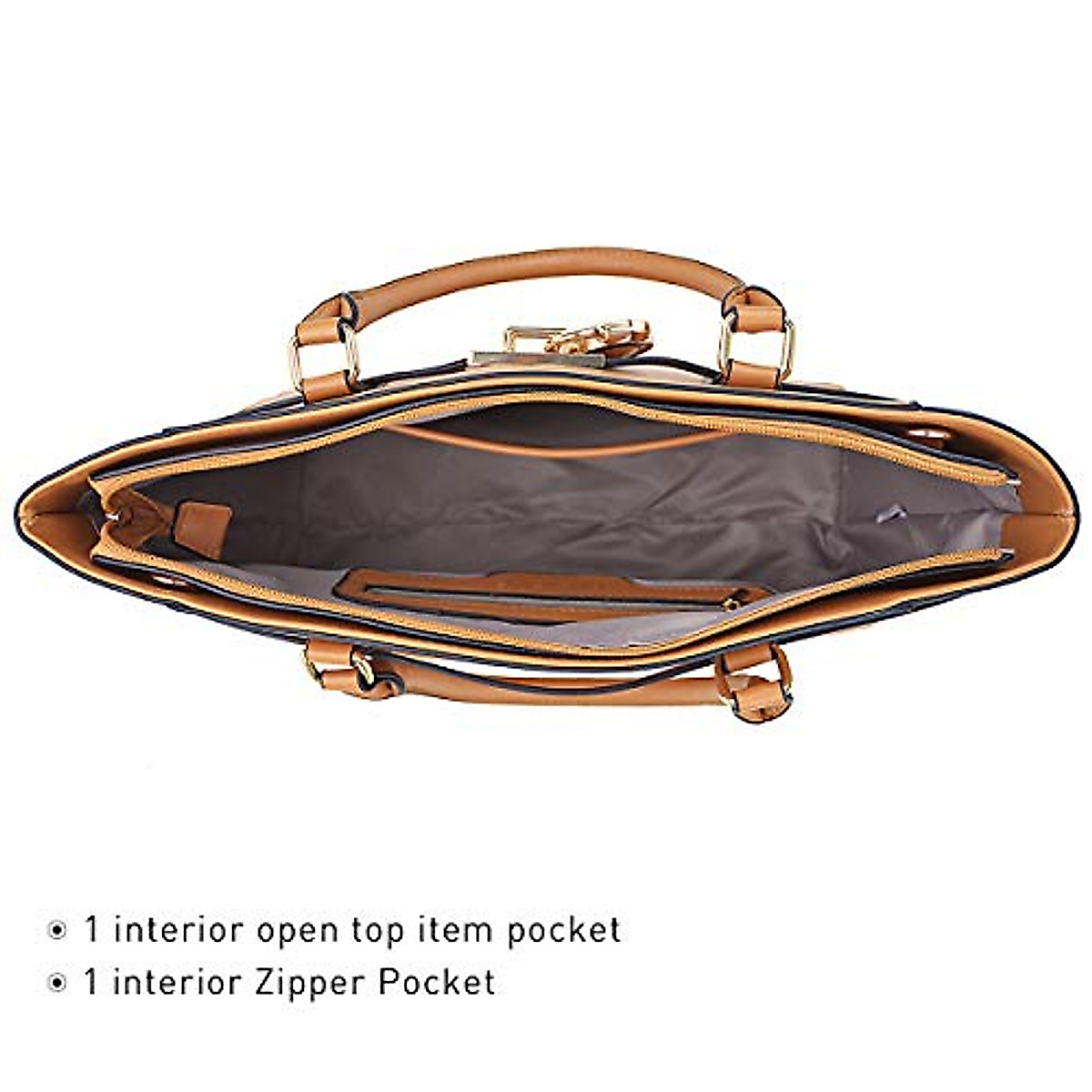 Women's Handbag Large Top Belted Padlock Shoulder Bag Tote Satchel Purse Hobo Bag for Work (Camel)