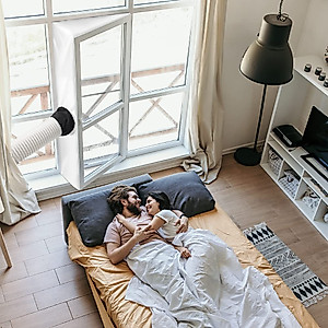 HOXHA Universal Window Seal for Portable Air Conditioner, 157 Inches Cloth Sealing AC Kit with Adjustable Coupler and Adhesive Fastener for Casement Windows, 400CM