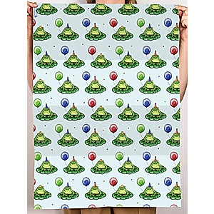 CENTRAL 23 Happy Birthday Wrapping Paper - Birthday Frog - 6 Sheets Green Gift Wrap - For Men And Women Boys Girls - Cute Wrapping Paper - Comes With Fun Stickers