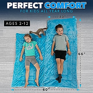 Dinosaur Sleeping Bags – Cozy Sleeping Bag for Boys Girls Aged 2-12 – Glow in The Dark Dinosaur Design – Ultra-Soft and Comforting Kids Sleeping Bag – 33 x 66-inch