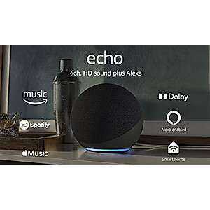 Echo (4th Gen) | With premium sound, smart home hub, and Alexa | Charcoal