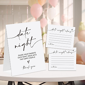 stizak Minimalist Theme Bridal Shower Decorations, Date Night Ideas, Bridal Shower Game, 1 Sign and 50 Cards, Modern Bridal Shower Shower, Wedding Shower Games（dn02）
