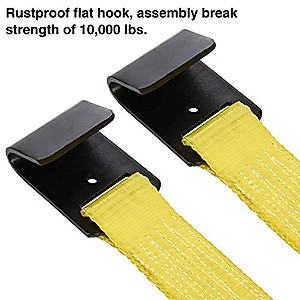 Trekassy Wheel Car Tow Dolly Basket Straps with Flat Hooks 2 Pack Heavy Duty for 14"-17" Tires, 10, 000 lbs Break Strength with 2 Axle Straps and 1 Carrying Bag