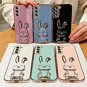 for Samsung Galaxy A14 5G Case,3D Cute Kawaii Hidden Rabbit Bunny Kickstand Design with Camera Protection,Luxury Plating Glitter Soft Silicone Girly Phone Case for Samsung A14 for Women Girls Pink