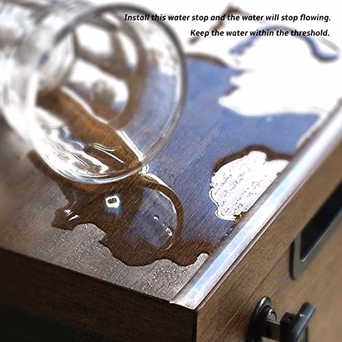 Collapsible Shower Threshold Water Dam Silicone Rubber Kitchen Water Splash Guard,Frameless Shower Threshold Door Bottom Seal Strip Water Barrier for Sink Retaining Dam Strip for Countertop (39Inch)