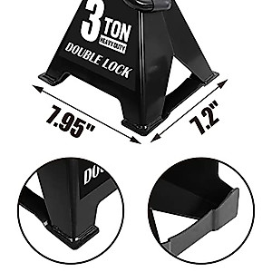 Torin AT43005AB Steel Heavy Duty Jack Stands: Double Locking Pins, 3 Ton (6,000 lb) Capacity, Black, 1 Pair (2 Pack)