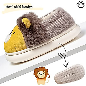 Fiedaz Toddler Slippers Boys Girls Plush Warm House Slippers Ultra-light Cartoon Lion Slipper Slip-on Non-slip Sole Home Shoes Indoor Outdoor Yellow 6-6.5 CN 150