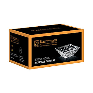 Nachtmann Bossa Nova Collection Square Dip Bowls, Set of 2, Clear Crystal Glass, Serving Dish for Sauce, Salsa, Ice Cream, and Dips, Giftable, 7.8 Inch, Clear, Dishwasher Safe