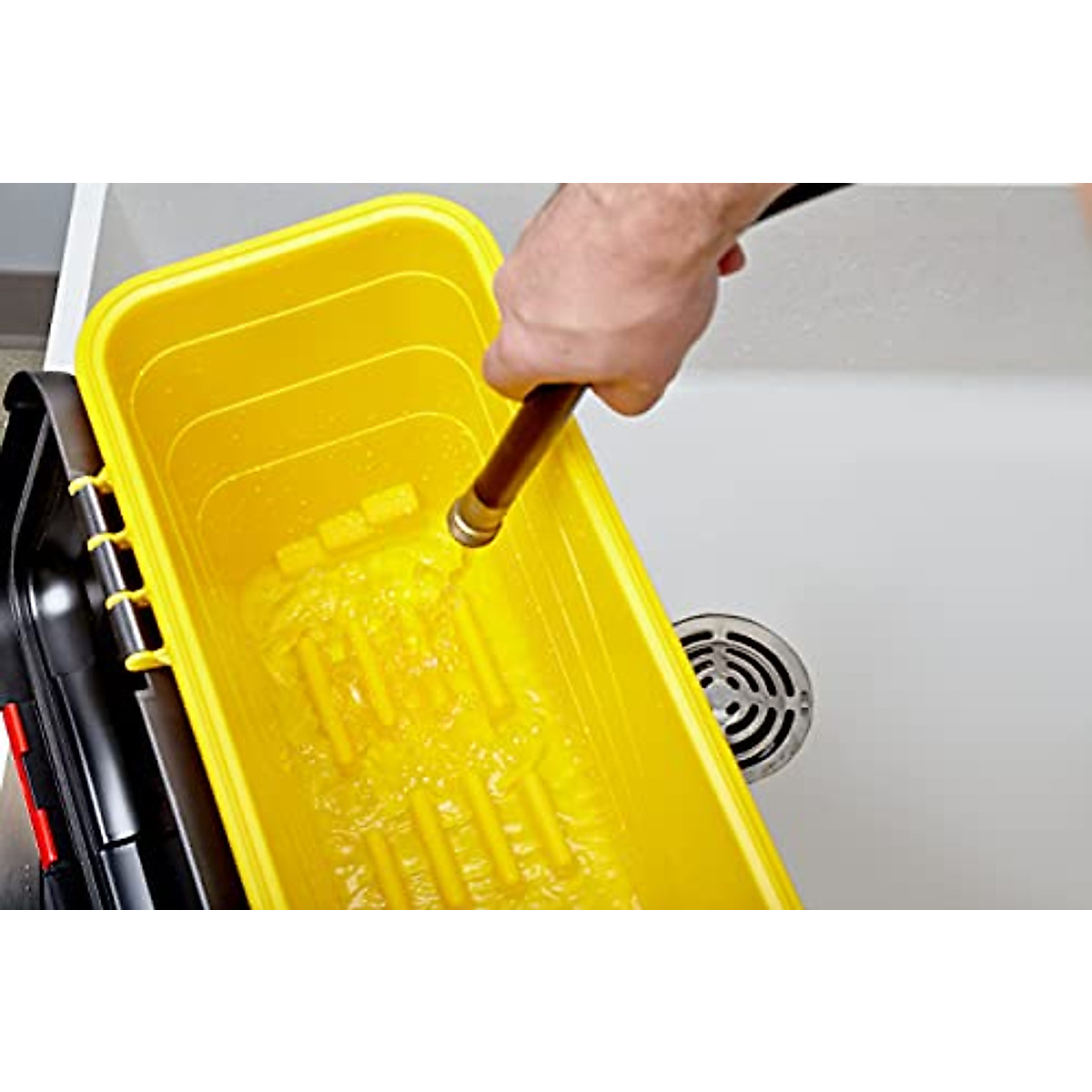Rubbermaid Commercial Products FGQ95088YEL HYGEN Storage and Charging Bucket for Microfiber Mops Yellow, 12.5" x 8.8" x 25.8"