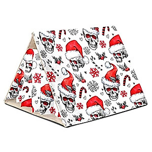 enheng Small Pet Hideout Santa Skull Christmas Hamster House Guinea Pig Playhouse for Dwarf Rabbits Hedgehogs Chinchillas
