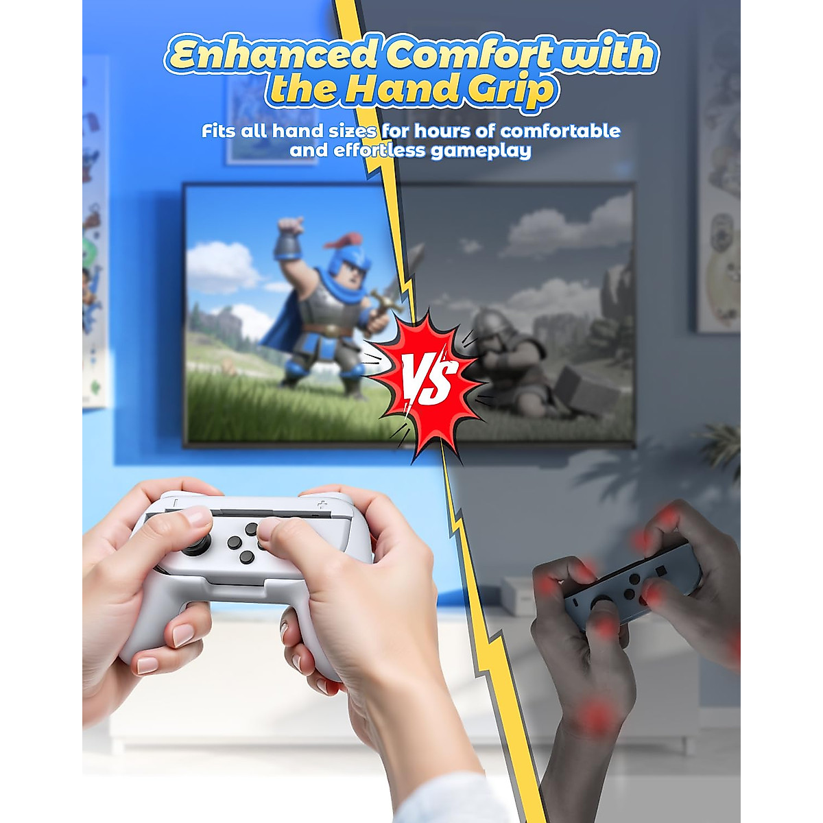 FYOUNG Hand Grips Compatible with Switch and Switch OLED Model Controllers, Grip for Switch Joy Con - White (2 Packs)