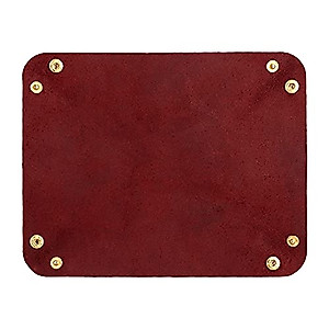 Genuine Leather Tray Storage for Keys Coin and Nightstand Things Jewelry Catchall Key Phone Coin Box (Brown)