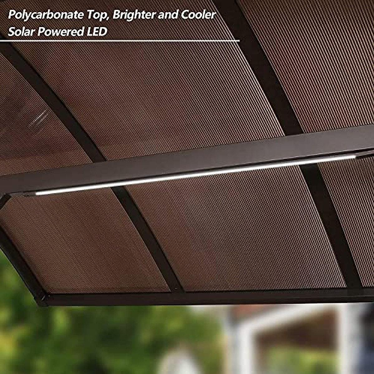 Ulax Furniture 3-Seat Outdoor Patio Swing Chair, Porch Swing Glider Chair with Convertible Canopy, Solar LED Light and Sunbrella Pillows for Poolside, Garden, Balcony, Backyard