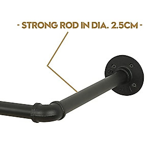 AddGrace Industrial Clothing Rack Wall Monuted Grament Rack 37.4inch Black Pipe Metal Closet Rod for Hanging Clothes