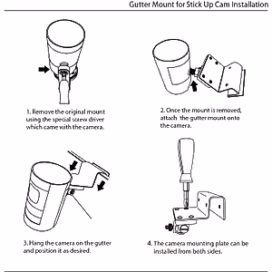 Weatherproof Gutter Mount Compatible with Stick Up Cam Wired HD and Stick Up Cam Battery HD - Greater Height for Your Camera (White)