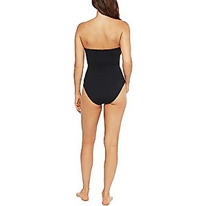 La Blanca Women's Standard Bandeau One Piece Swimsuit, Black/White//Zig and Zag, 0