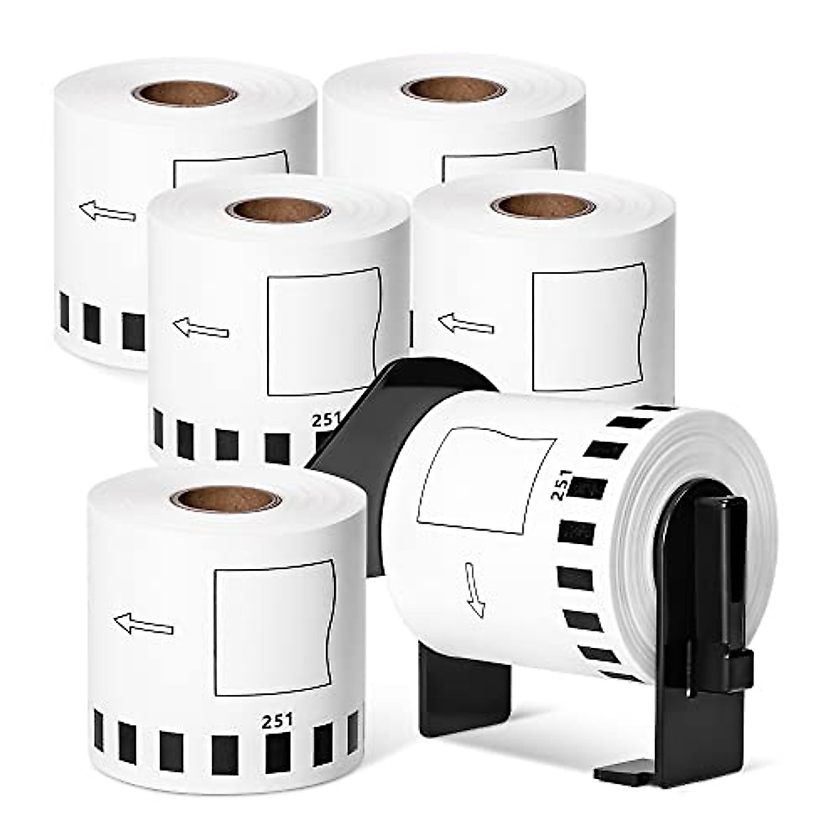 6 Rolls, MarkDomain DK-2251 Black/Red Label on White Paper Tape Compatible Label Roll Brother DK 2251 Continuous Length Replacement Labels 2.4in x 50ft with 1 Frame for QL-800, QL-810W, QL-820NWB