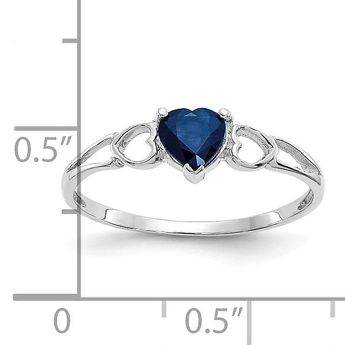 IceCarats 14K White Gold Blue Sapphire Heart Love Ring Gemstone Band September Birthstone Jewelry Size 6