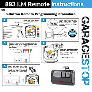 Garage Stop 2X 893LM 893Max for Chamberlain Craftsman Liftmaster Garage Door Opener Remote, 1993 to Present Gate Opener Remote, Replacement Garage Door Remote