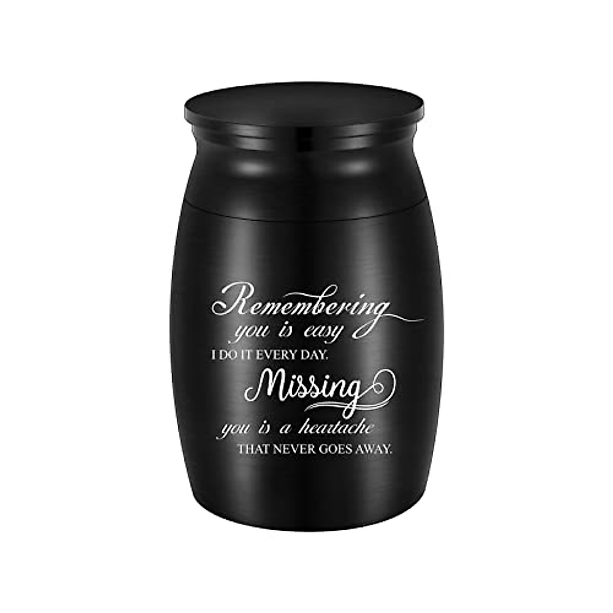 3 Inches Small Keepsake Urn for Ashes Mini Aluminum Urn for Human Ashes Cremation Funeral Ash Holder - Remembering You is Easy I DO IT Every Day. Missing You is a Heartache That Never GOES Away.