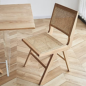 Way2Furn Rattan Chair Set of 2, Cane Dining Chair, No Installation Required, Mid Century Modern Chair for Living Room, Kitchen, Dining Room, Yard, Study Room, Teahouse, Hotel, B&B (Natural Color)