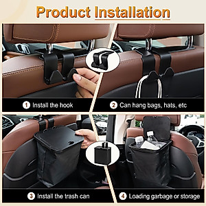 GaRhomxy Car Trash Can, PU Leather, 1.5 Gallon Capacity, Black Color, Foldable Design, Can Also Be Used As Storage Bag