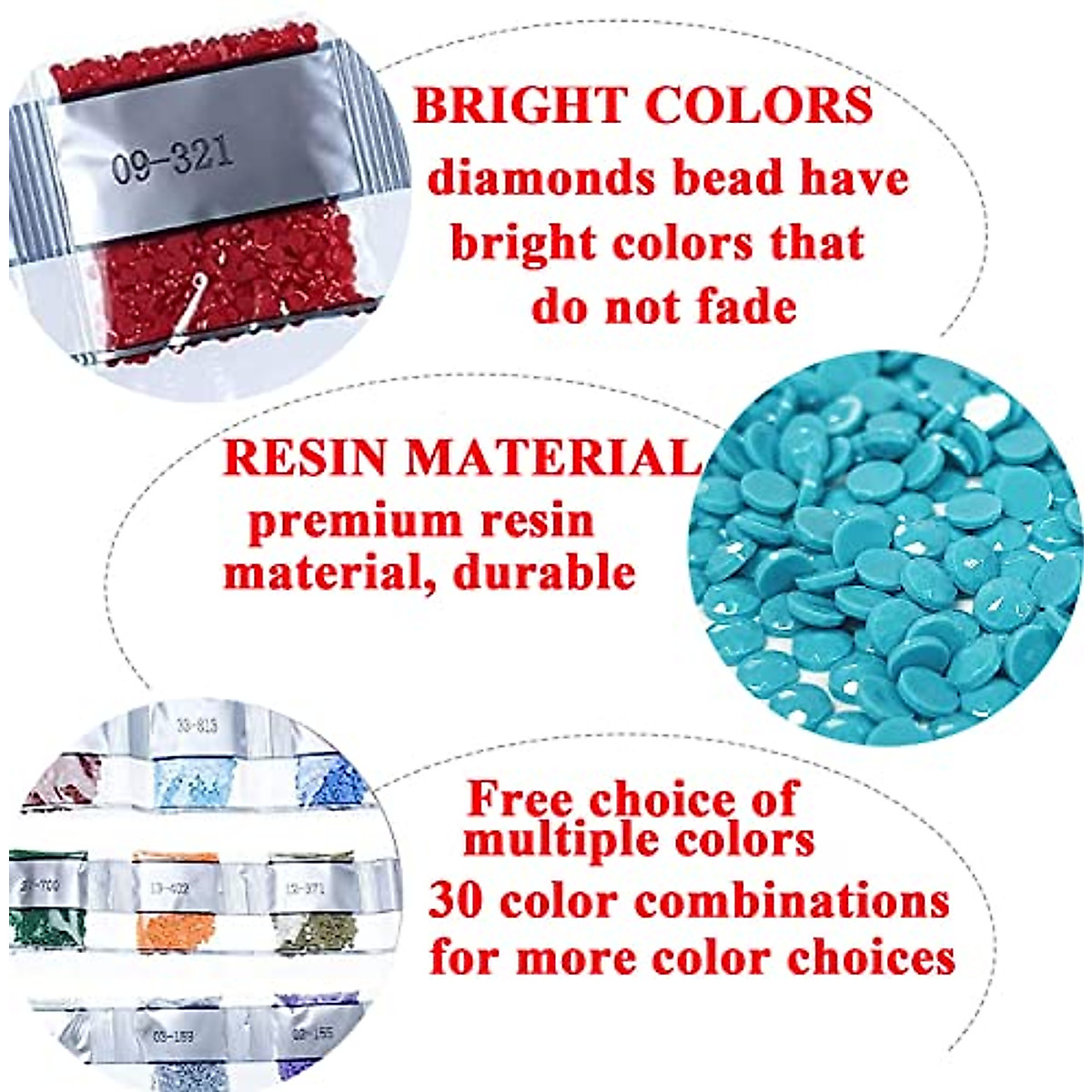 Diamond Painting Accessories Kits-5d Diamond Art Dot Bead Replacement Missing Drill Stones for Adults,DIY Embroidery Wax Tacky Tool-30 Colors,1500 Round Gems,3 Painting Glue Clay,2 Stitch Pen,2 Tray