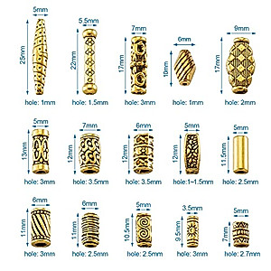 Craftdady 150Pcs Antique Gold Tube Bar Spacer Beads Tibetan Metal Column Barrel Drum Beads for Jewelry Crafts Making Hole:1-3.5mm