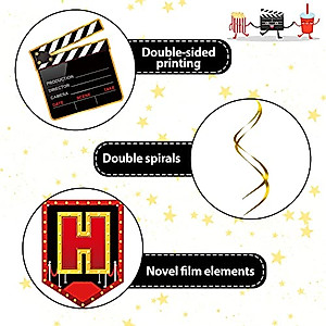 45 Pieces Movie Night Decorations Party Decorations Kit Now Showing Banner Hanging Swirls Movie Theater Themed for Bridal Shower Birthday Party Supplies Film Backdrop
