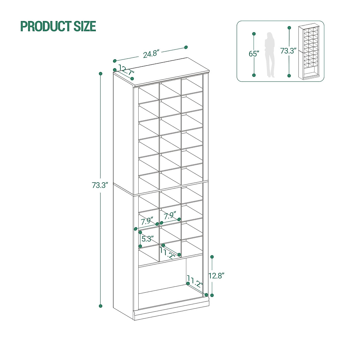 Hzuaneri 11-Tier Shoe Storage Cabinet, Free Standing Closet Organizers and Storage with 31 Open Cubbie, Space Saving Shoe Rack for Entryway, Bedroom, Greige SR02005B