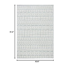 SAFAVIEH Tulum Collection Area Rug - 5'3" x 7'6", Light Grey & Ivory, Moroccan Boho Distressed Design, Non-Shedding & Easy Care, Ideal for High Traffic Areas in Living Room, Bedroom (TUL240G)