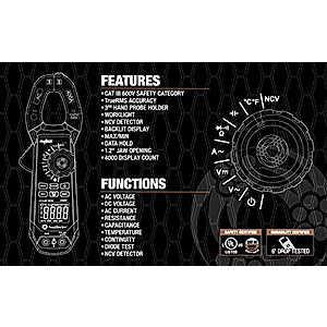 Southwire - 65031640 CLAMP METER; 400A AC/DC 21530T;Black/Brown