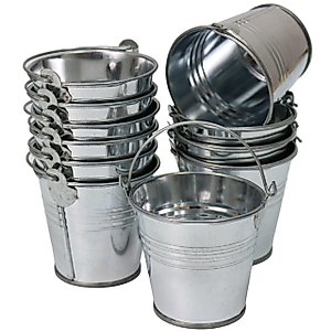 GIFTEXPRESS 12 Pack Mini Metal Buckets with Handles, Small Galvanized Tin Pails for Party Favor, Succulent, Wedding