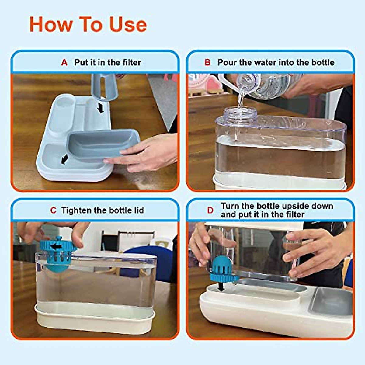 Kattypet Gravity Cat Water Dispenser and Food Bowl, Automatic Cat Water Bowl with Extra Food Feeder for Cats and Small Dogs, Purified Water Quality (Pearl White)